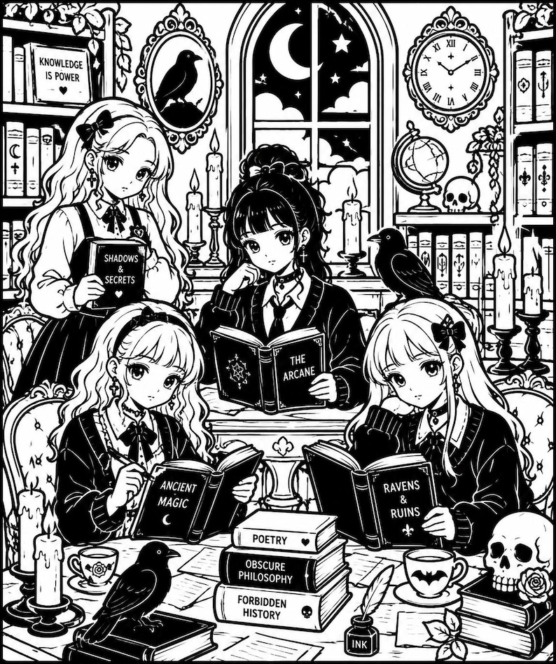 Kawaii Gothic Coloring Pages for Adults | Pastel Goth & Vampire ...