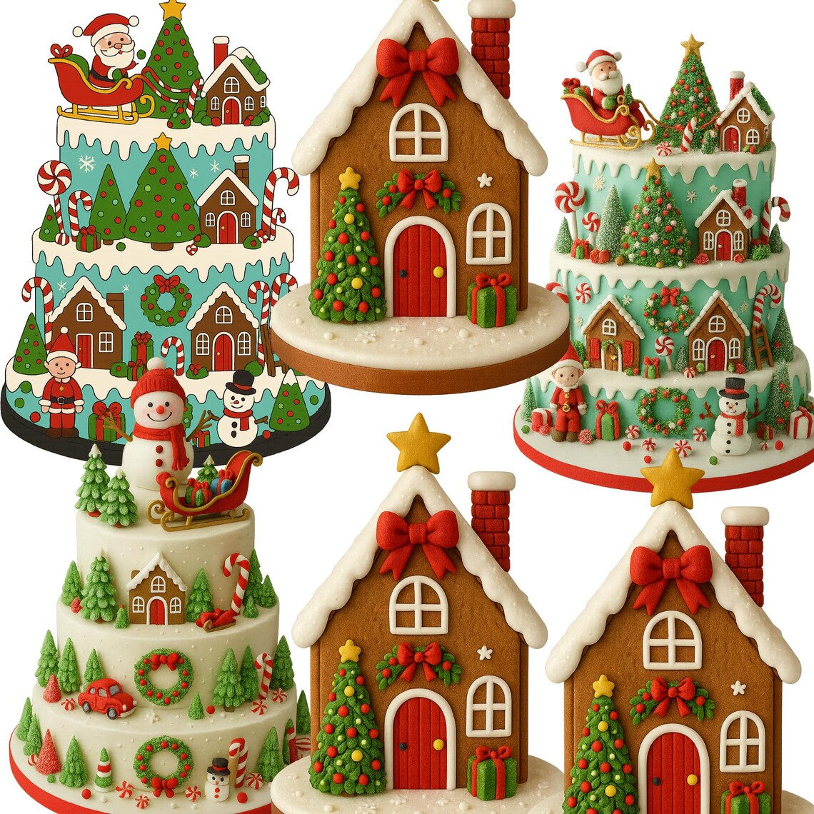 Christmas Cakes Clipart Bundle/4png Transparent Background/festive Cake ...