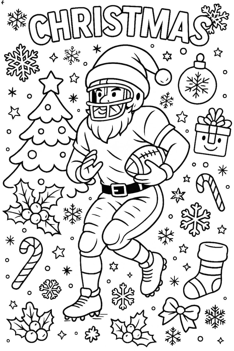 Christmas Football Coloring Pages | Printable Holiday Sports Activity ...