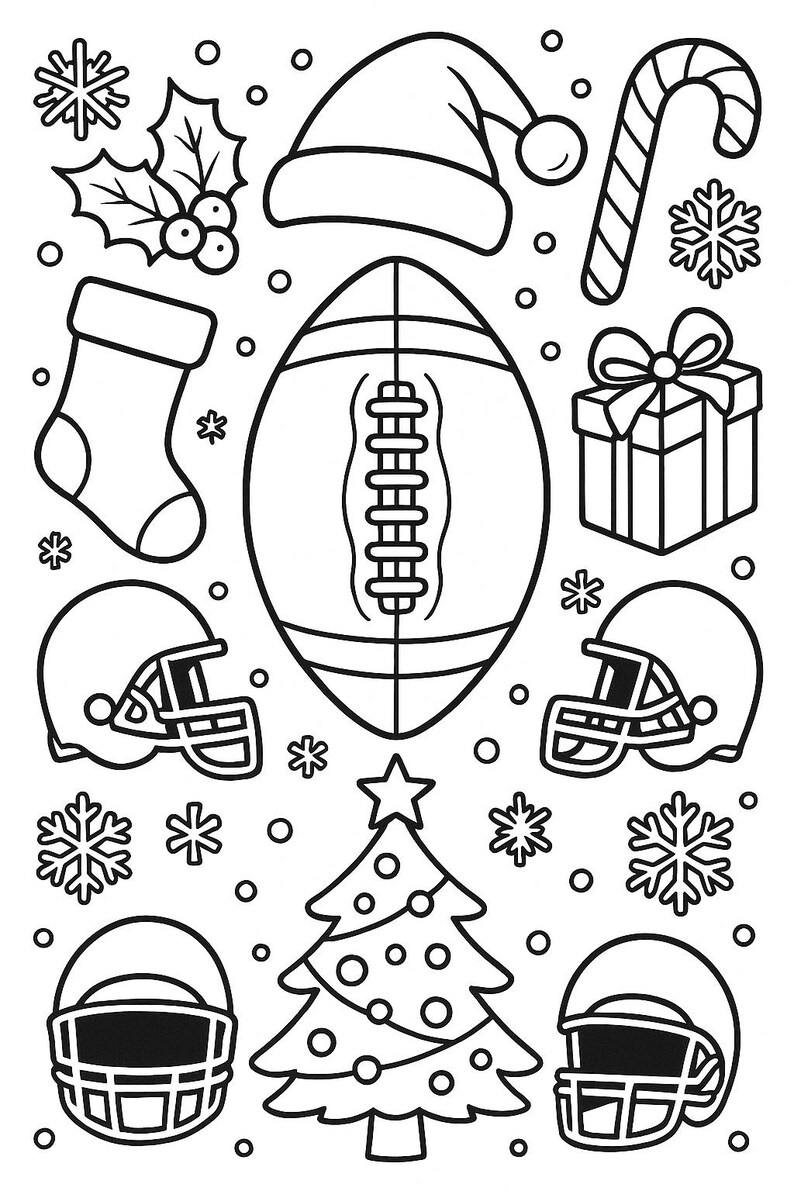 Christmas Football Coloring Pages | Printable Holiday Sports Activity ...