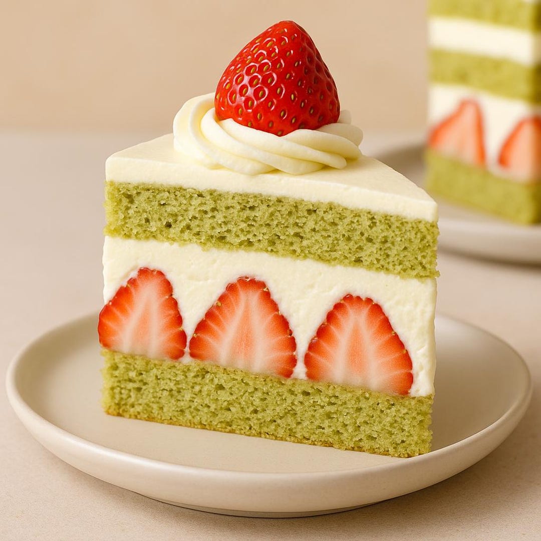 Matcha Strawberry Shortcake Tower Recipe/strawberry Matcha Cake/layered ...