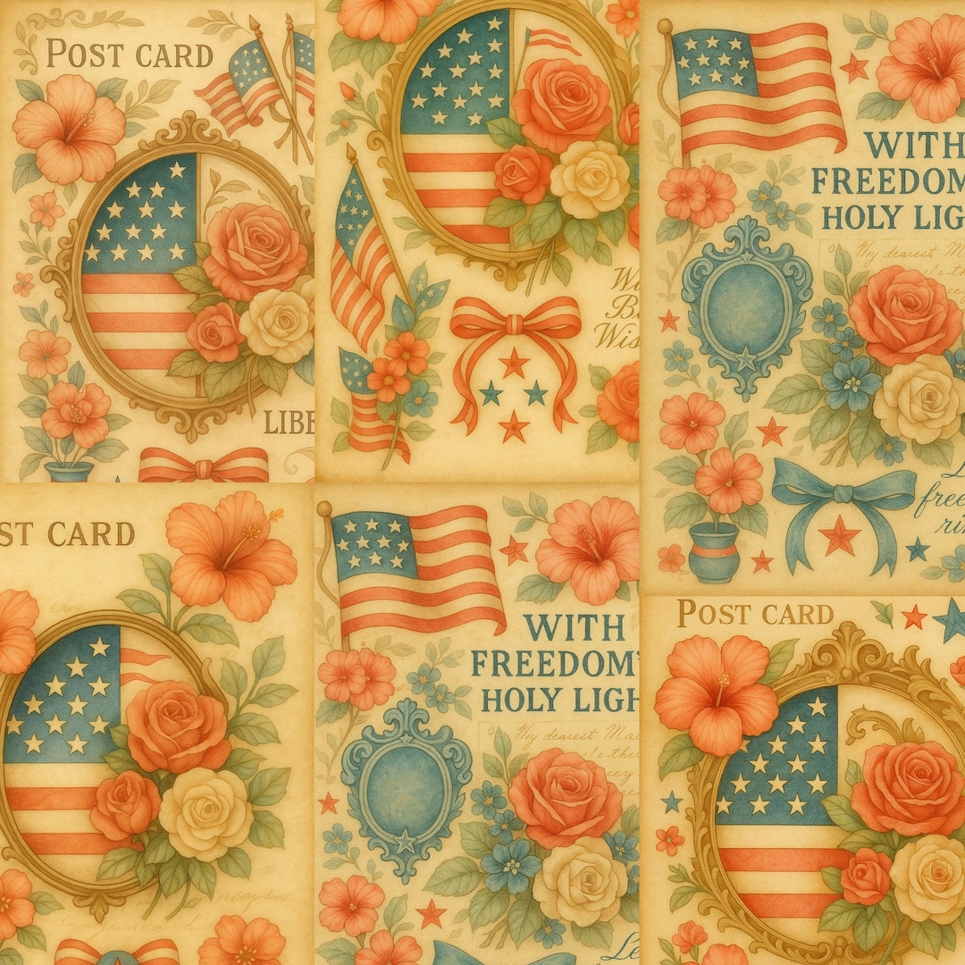 PATRIOTIC, Postcards, Printable, Digital, Vintage, Vintage Postcard ...
