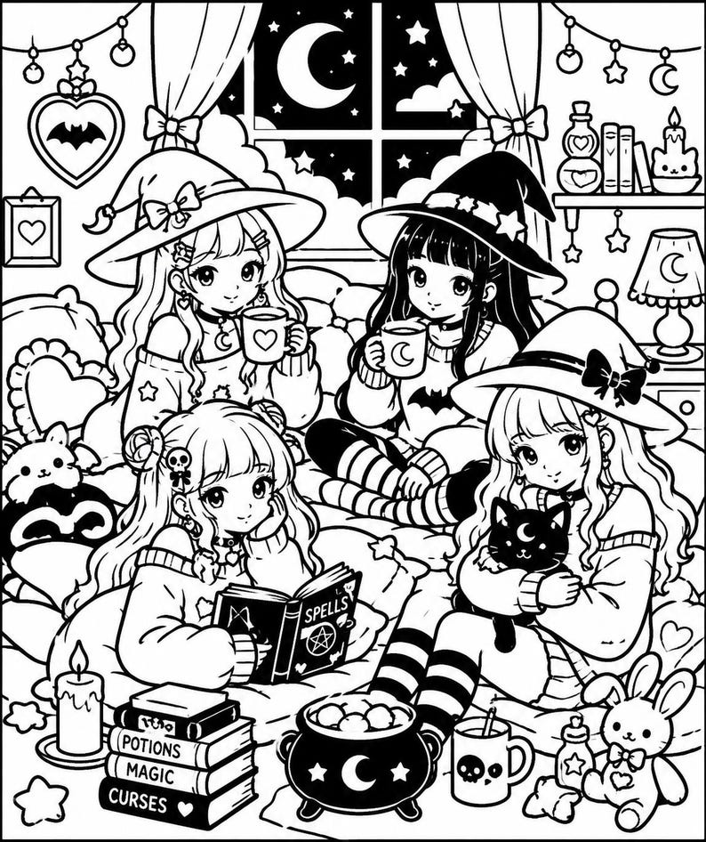 Kawaii Gothic Coloring Pages for Adults | Pastel Goth & Vampire ...