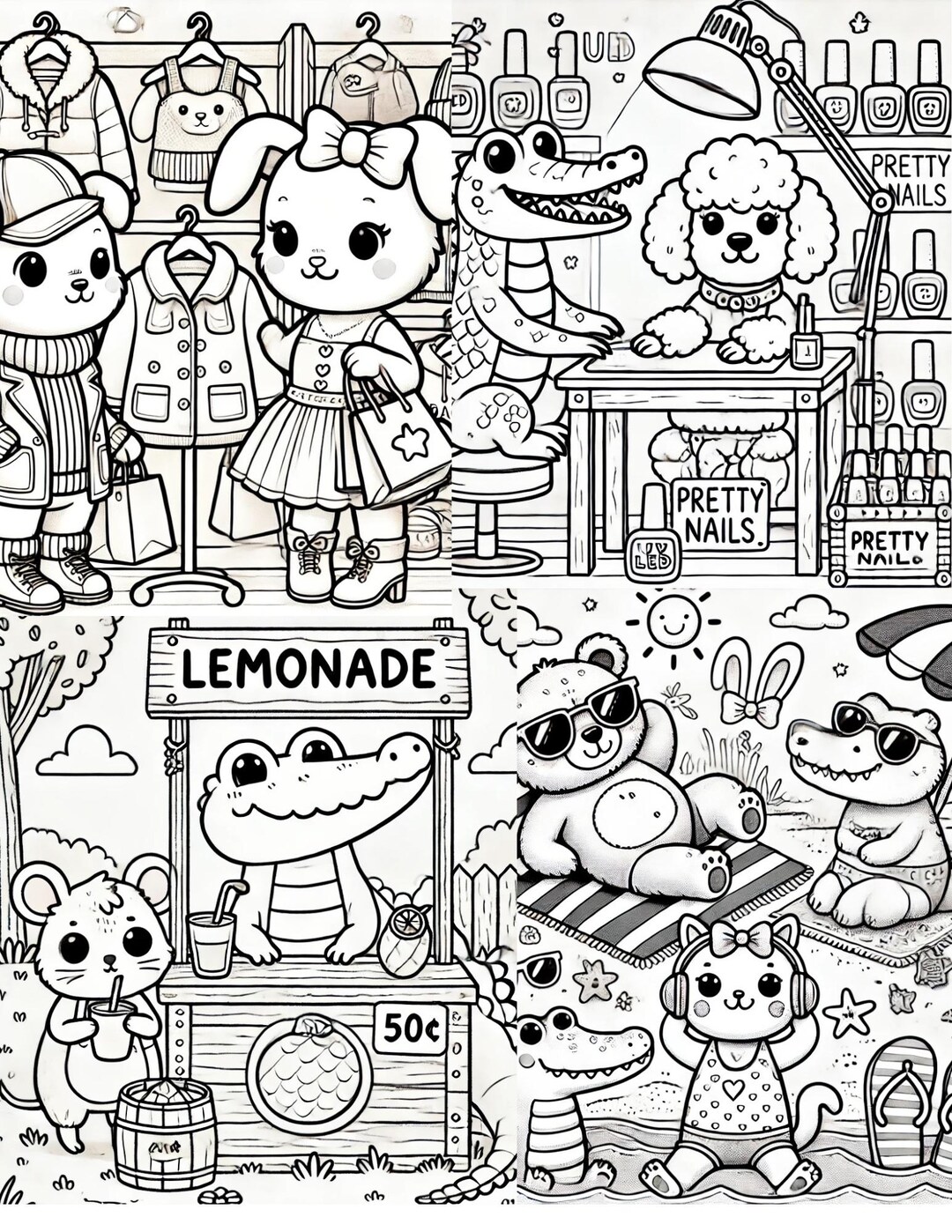 Printable Coloring Pages: a Cozy, Super Cute Animal Character Coloring ...