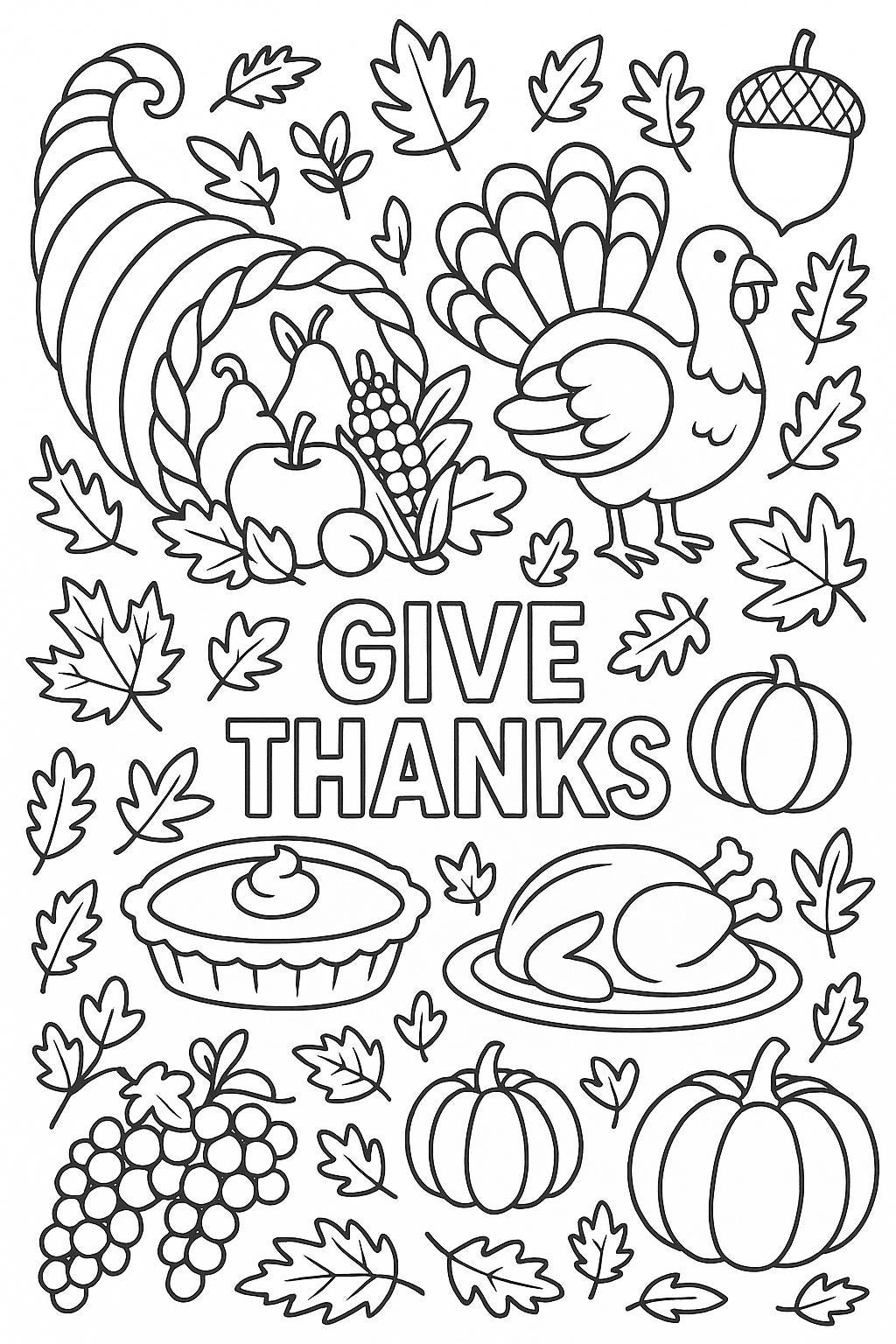 Thanksgiving Coloring Pages Bundle | Printable 8.5x11 PDF | Cute Fall ...