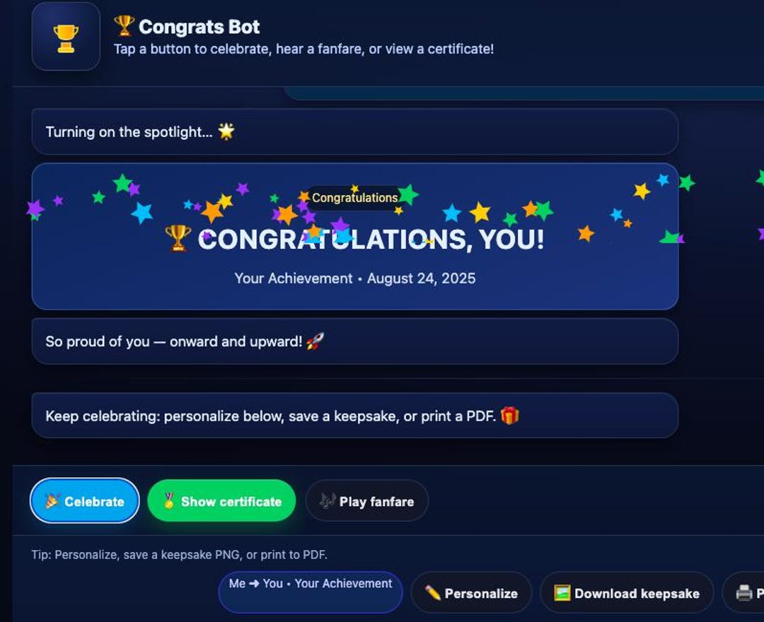 Congrats Bot – Interactive Digital Card for Achievements & Celebrations ...