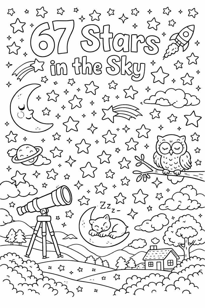 67-themed Printable Coloring Pages Bundle – Fun Outlines for Kids ...