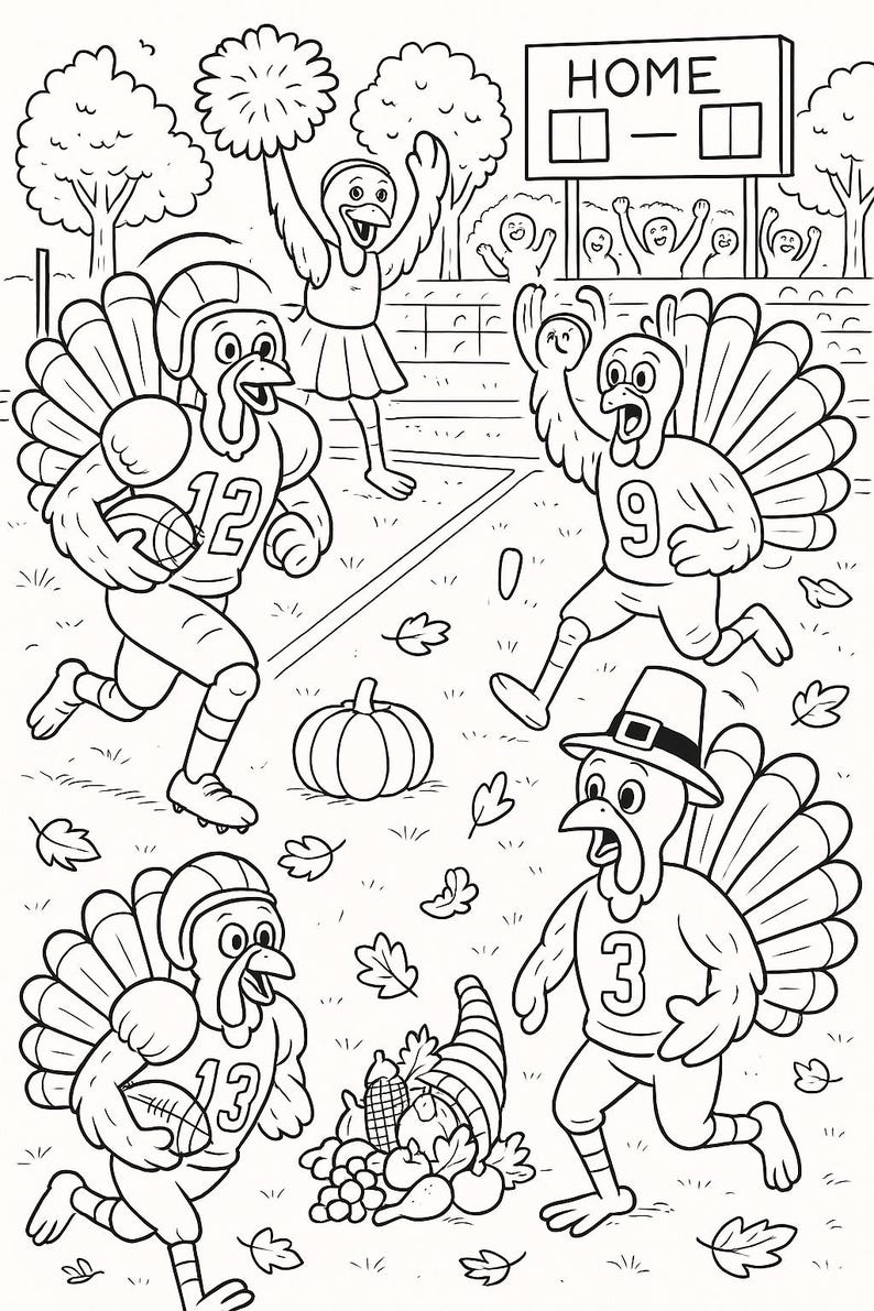 Thanksgiving Turkey Football Coloring Page – Funny Printable Fall ...