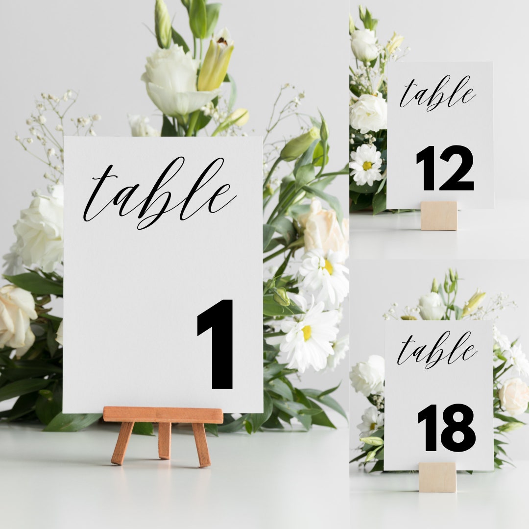 Minimalist Printable Table Numbers (PDF File) - Etsy