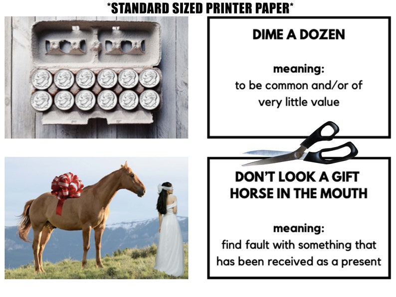 Common Phrase/idiom Flash Card Game • 100 Mnemonic Cards • Learn ...