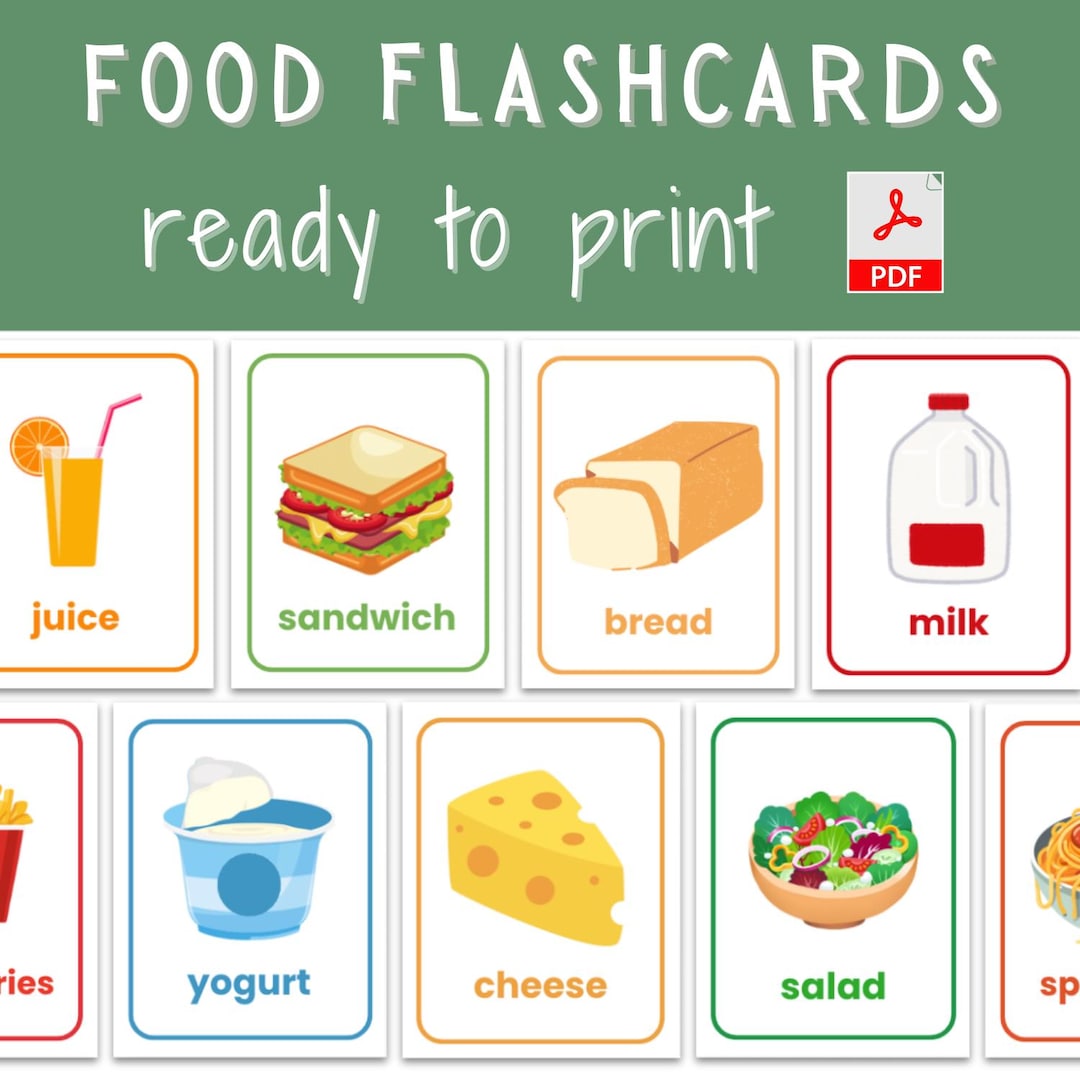 Food Flashcards Cards | Instant Download | Children’s Flashcards ...