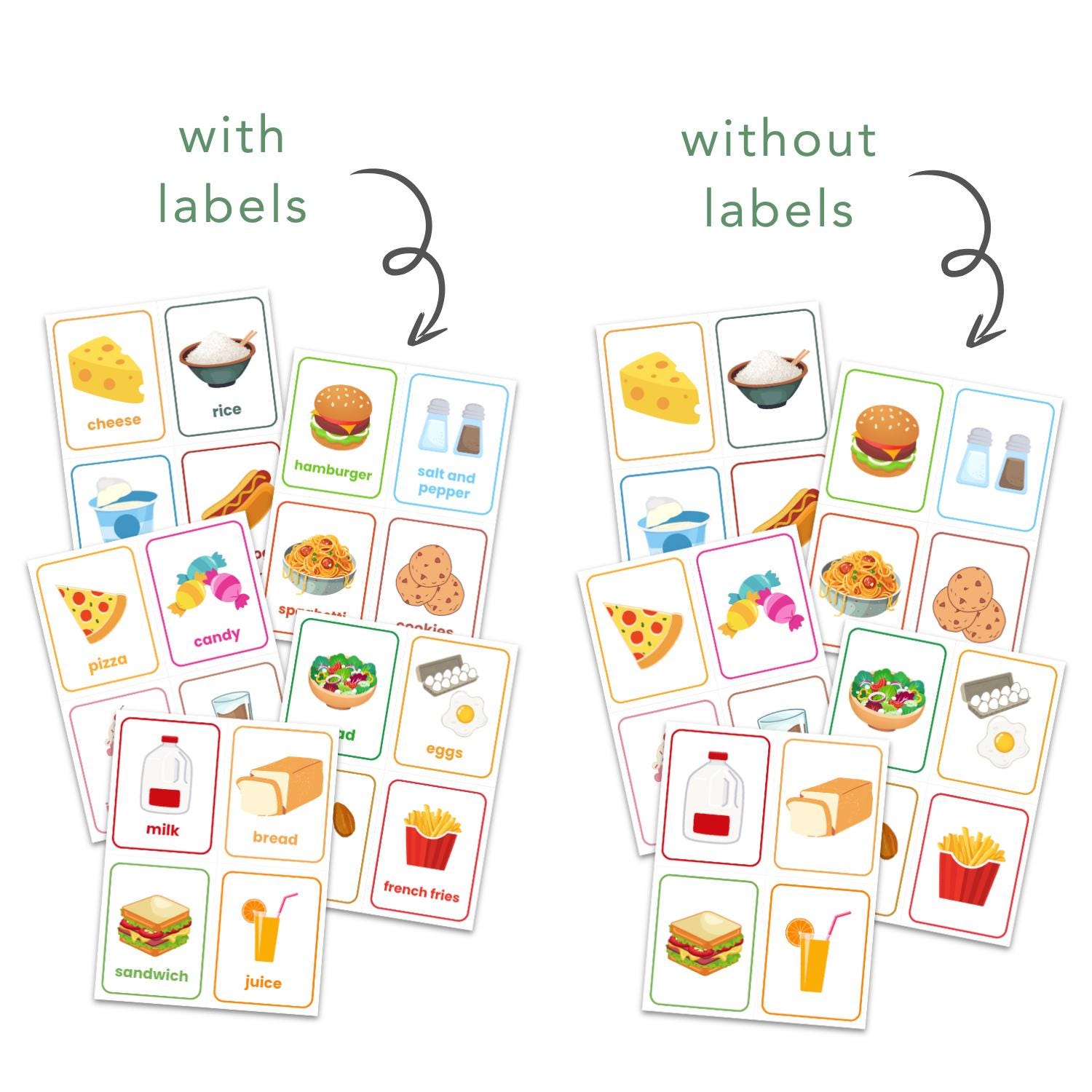 Food Flashcards Cards | Instant Download | Children’s Flashcards ...