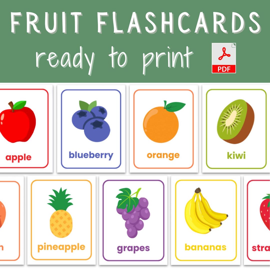 Fruits Flashcards Cards | Instant Download | Children’s Flashcards ...
