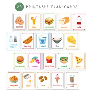Food Flashcards Cards | Instant Download | Children’s Flashcards ...