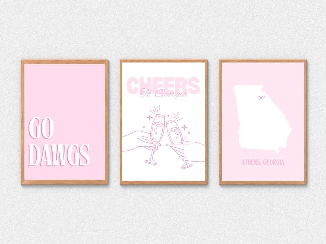 Cheers to Athens pink UGA Digital Prints INSTANT DOWNLOADS - Etsy