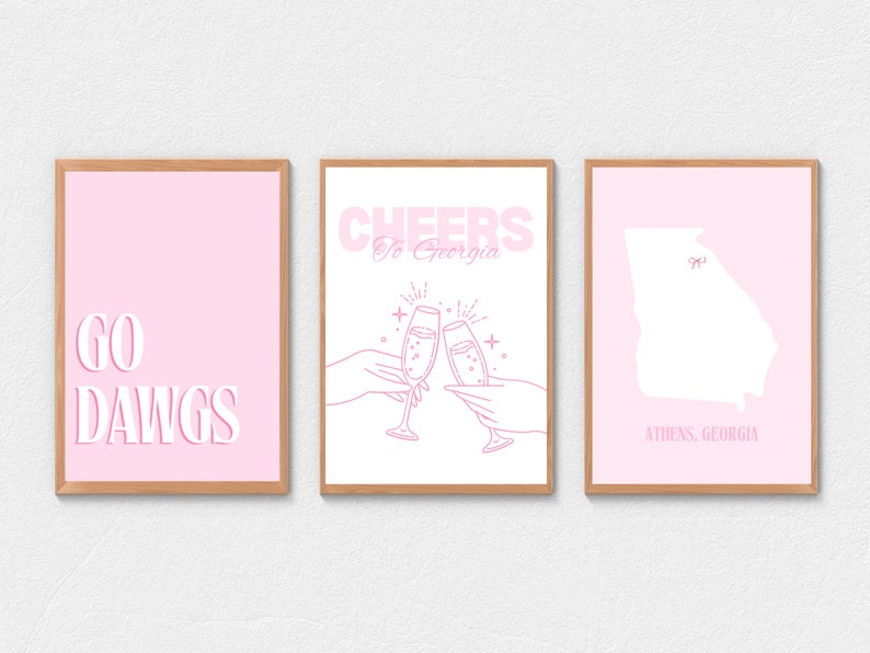 Cheers to Athens pink UGA Digital Prints INSTANT DOWNLOADS - Etsy