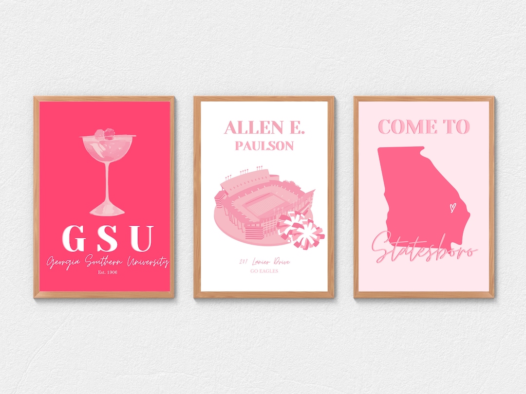 Preppy Georgia Southern Digital Prints - Set of 3 (pink) INSTANT ...