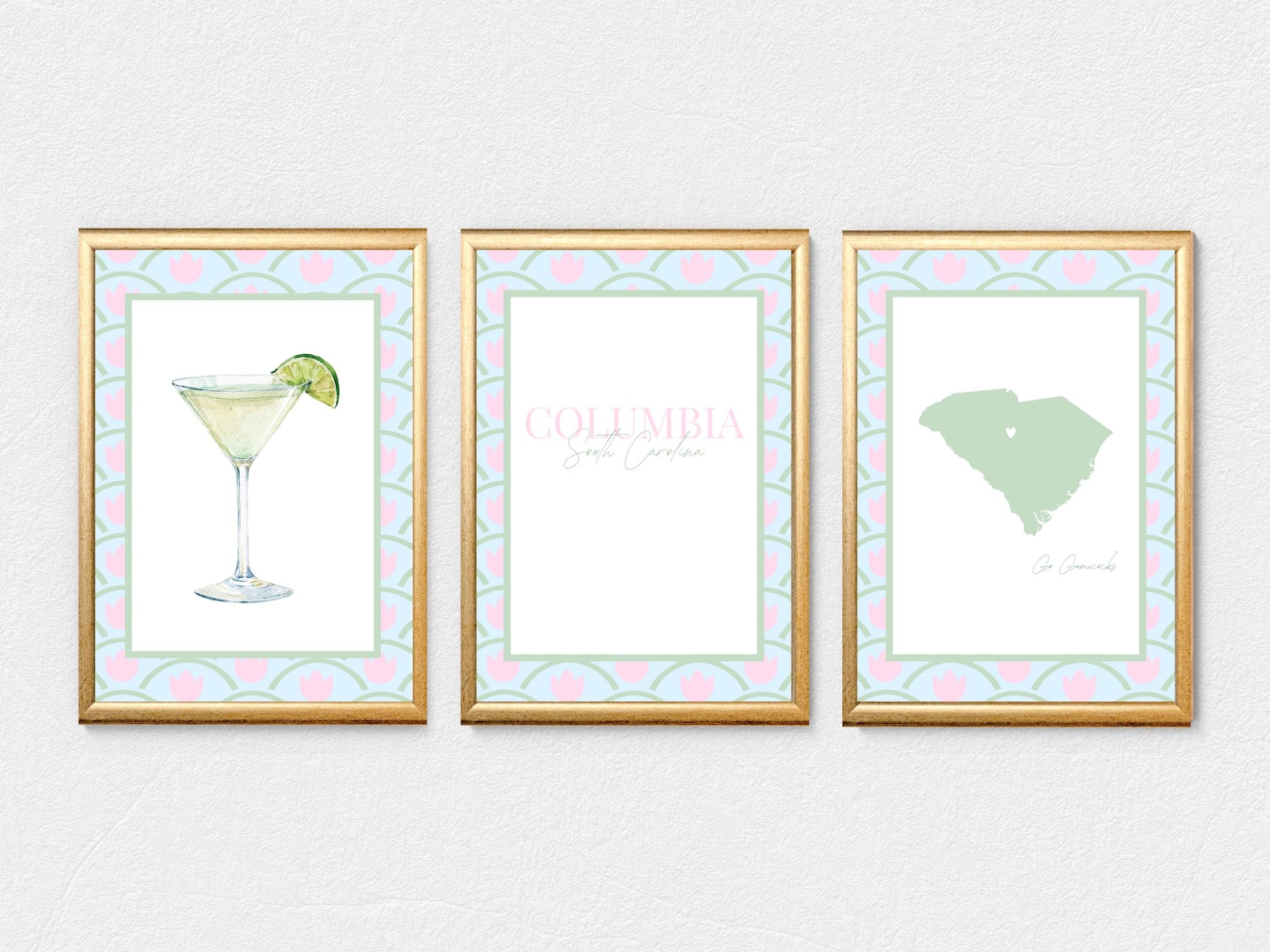 Columbia Southern Charm Digital Prints (blue, Pink, & Green) | Set of 3 ...