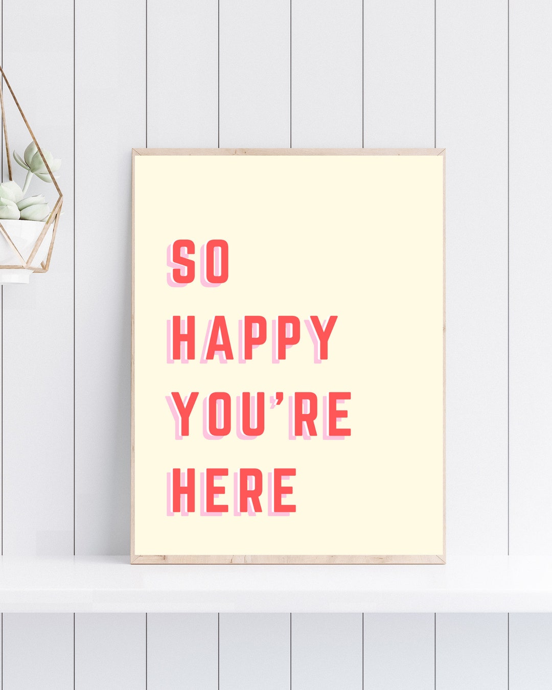 So Happy You're Here | Retro Cute Digital Print (red and Pink) INSTANT ...