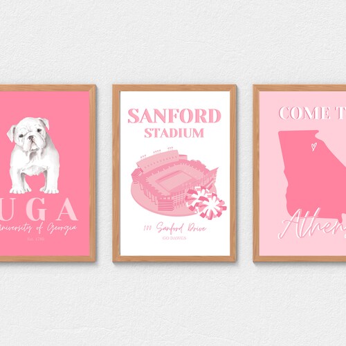 University of Georgia PINK Preppy Digital Prints SET OF 6 - Etsy