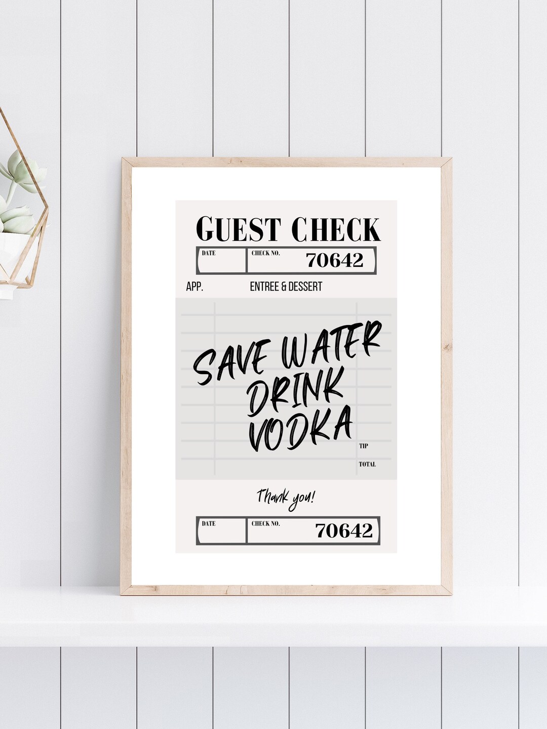 Guest Check "save Water Drink Vodka" | Digital Print INSTANT DOWNLOAD ...