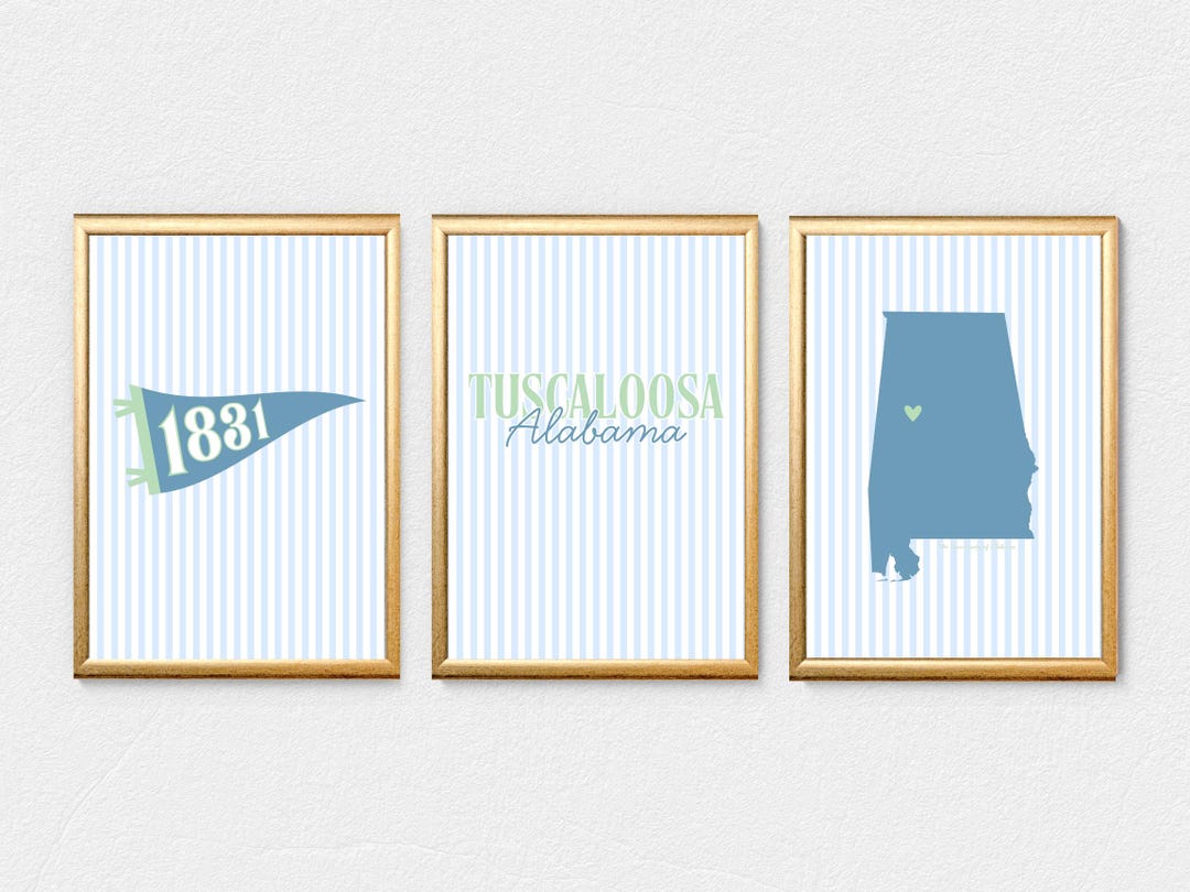 Preppy Tuscaloosa Digital Print Set! (blue & Sage Green) | Set of 3 ...