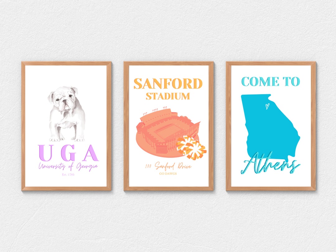 Preppy University of Georgia Digital Prints Set of 3 INSTANT DOWNLOAD ...