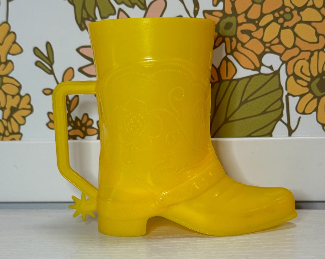 Vintage Plastic Yellow Western Cowboy Boot Mug or Planter - Etsy