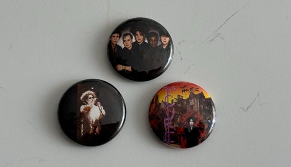 Vintage The Cure 3 button set Pin Lapel Badge - Gem