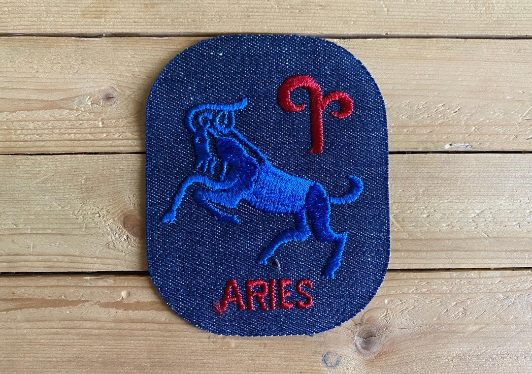 Vintage Aries Zodiac Embroidered 70s Denim Ram Patch - Etsy