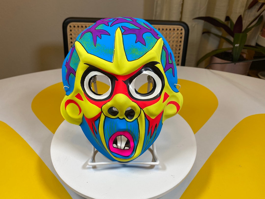 Vintage Plastic Neon Zombie Martian Mask Halloween - Etsy