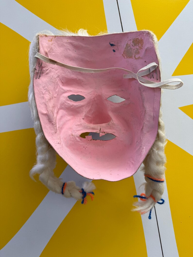 Vintage Paper Mache Old Woman Mask Halloween - Etsy