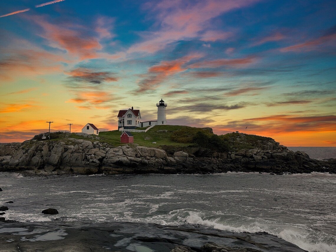 Nubble Lighthouse - Print - Etsy