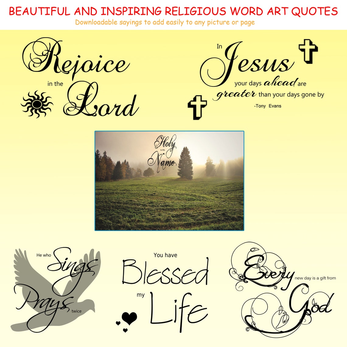 6 Religious Word Art Quotes-celebrate GOD'S LOVE Every - Etsy