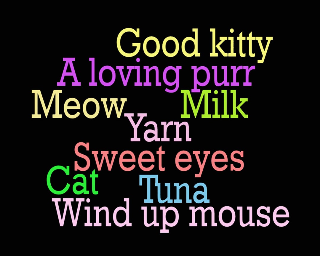 Printable Cat Word Cloud Word Art - Etsy