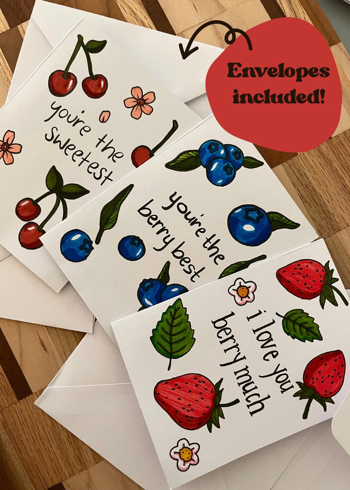 Blank Fruit Cards- Set of 3 With Envelopes - Etsy