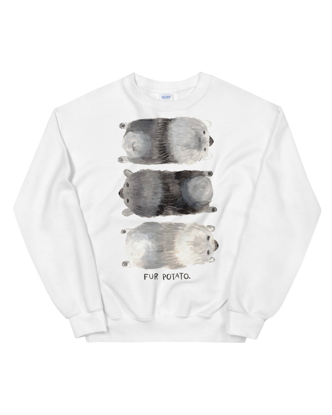 Fur Potato Keeshond Sploot Unisex Crewneck Fleece Sweatshirt Dog Wolf ...