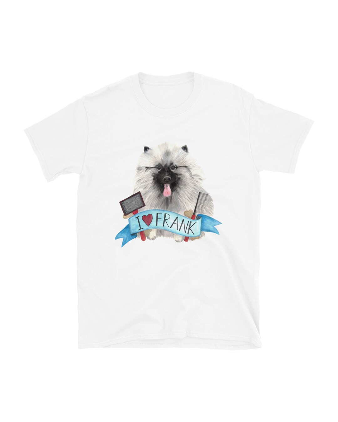 Custom Keeshond Name Unisex T-shirt Dog Puppy Illustration Wolf Spitz ...