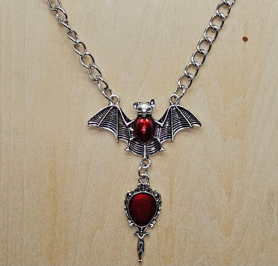 Gothic Blood Red Bat Vampire Necklace - Etsy