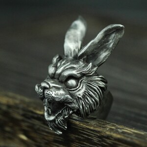 Rogue Rabbit Long-eared Rabbit 925 Silver Ring, Handmade Silver Ring ...