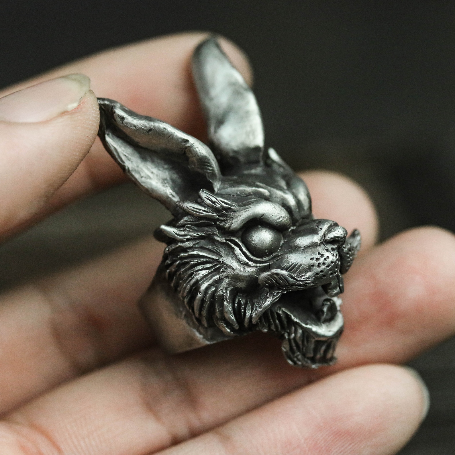 Rogue Rabbit Long-eared Rabbit 925 Silver Ring Handmade - Etsy
