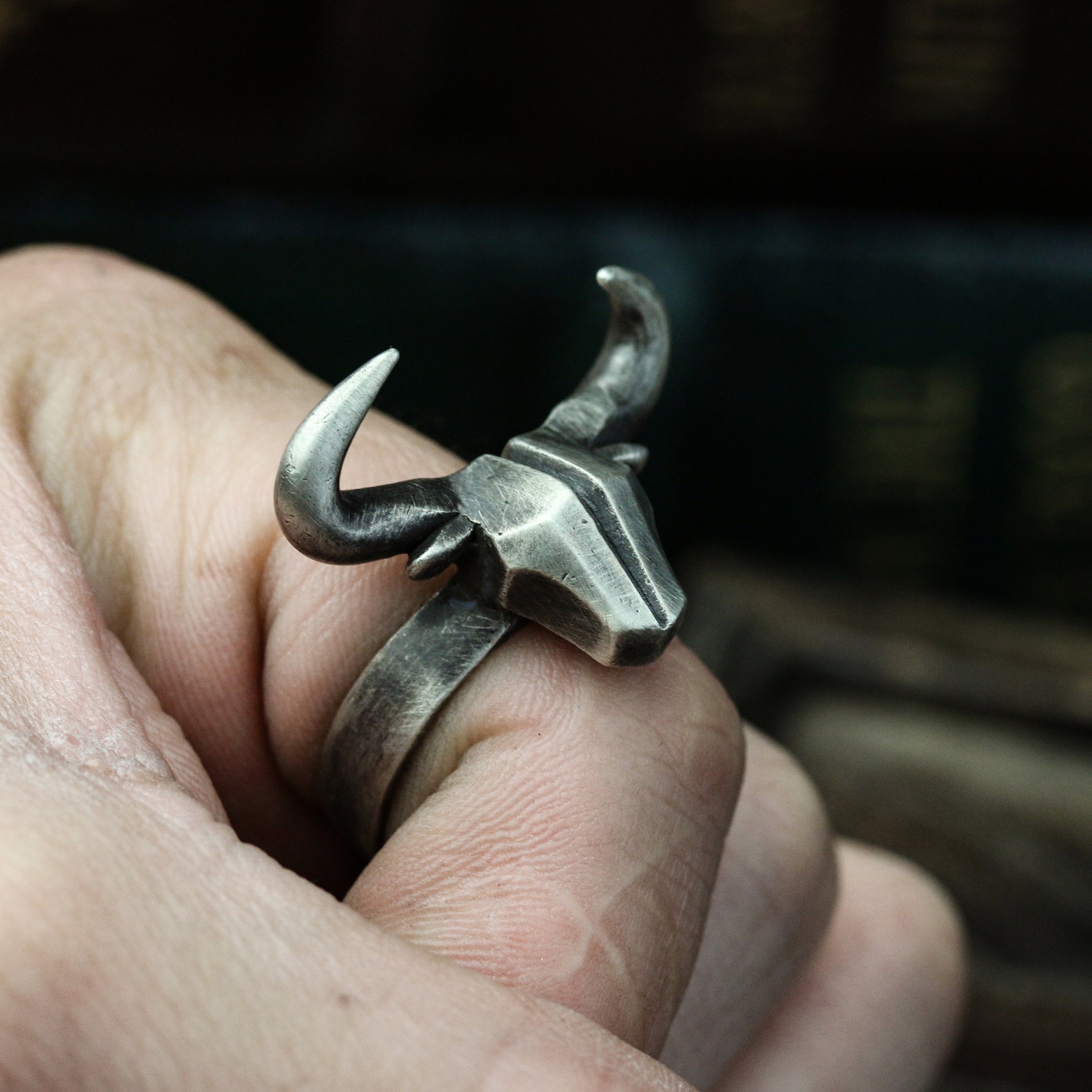 Bull Head 925 Silver Ring Bull Horn Silver Ring Bullfighting - Etsy