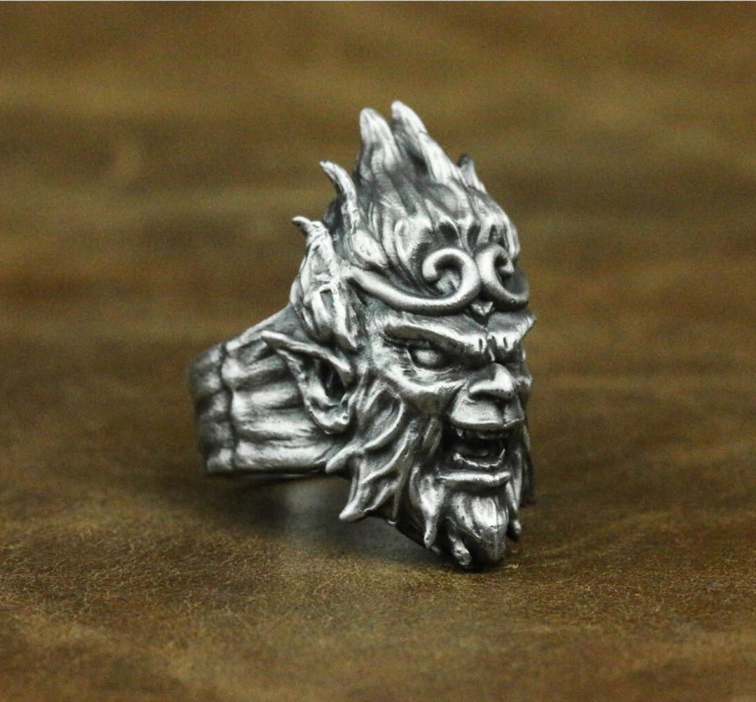 Demon Wukong 925 Silver Ring-evil Monkey King Silver Ring-handmade ...