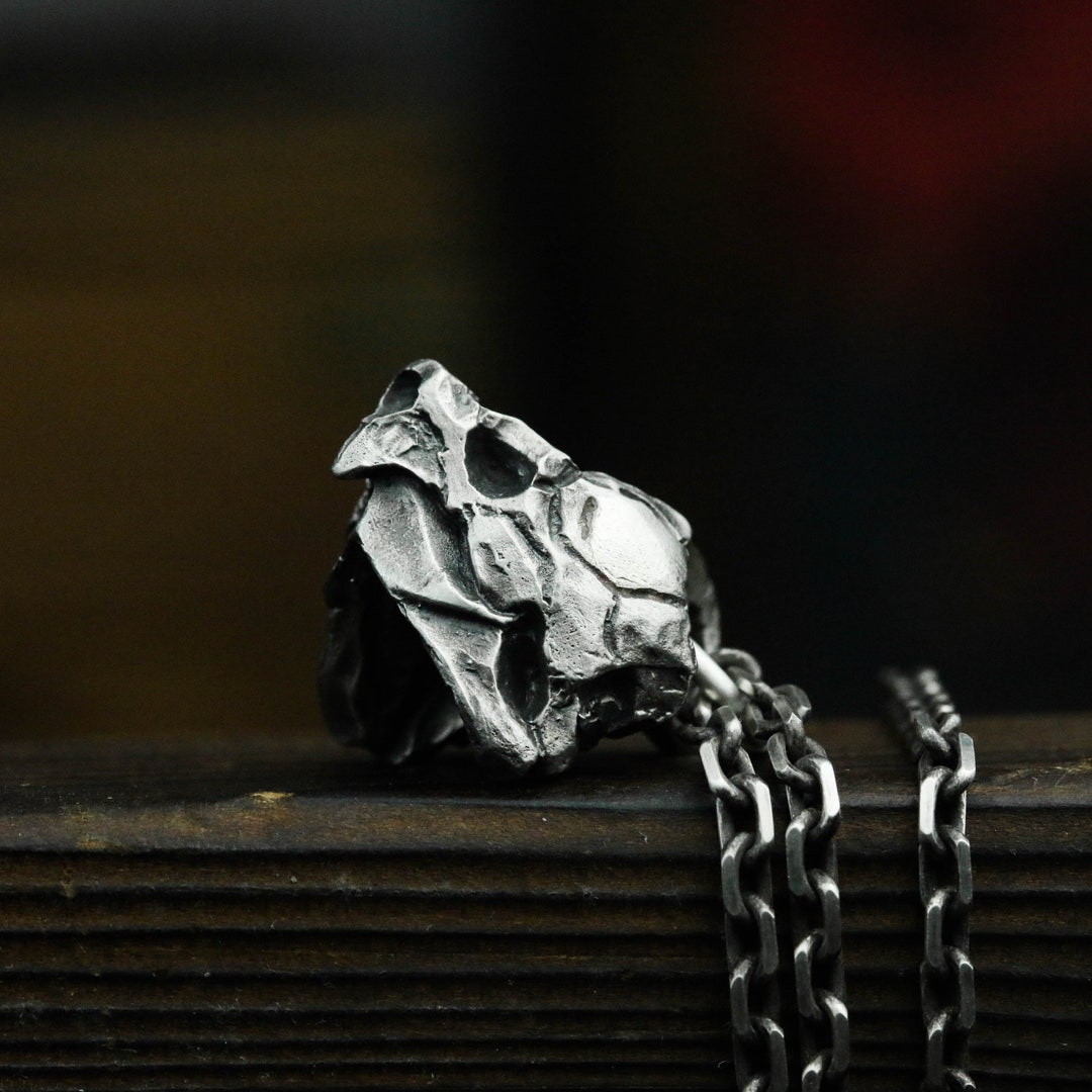 Snapping Turtle Skull 925 Silver Pendant Necklace, Tortoise Skull ...
