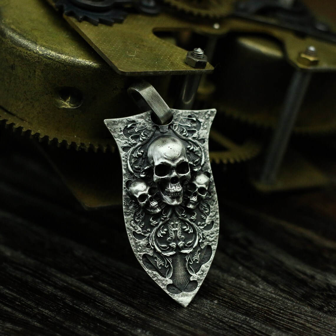 Gothic Skull 925 Silver Pendant Necklace Gothic Dark Style - Etsy
