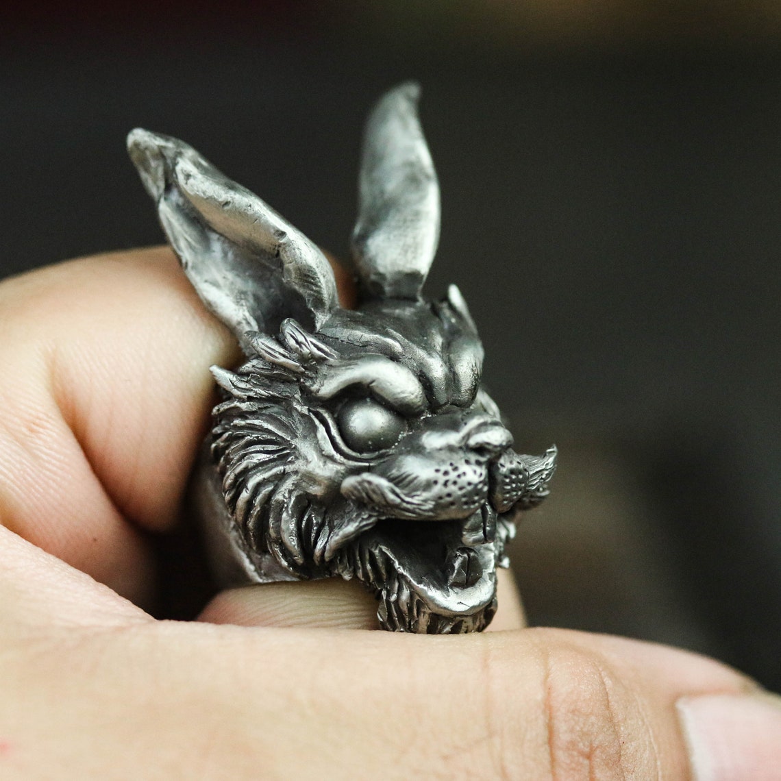 Rogue Rabbit Long-eared Rabbit 925 Silver Ring Handmade - Etsy
