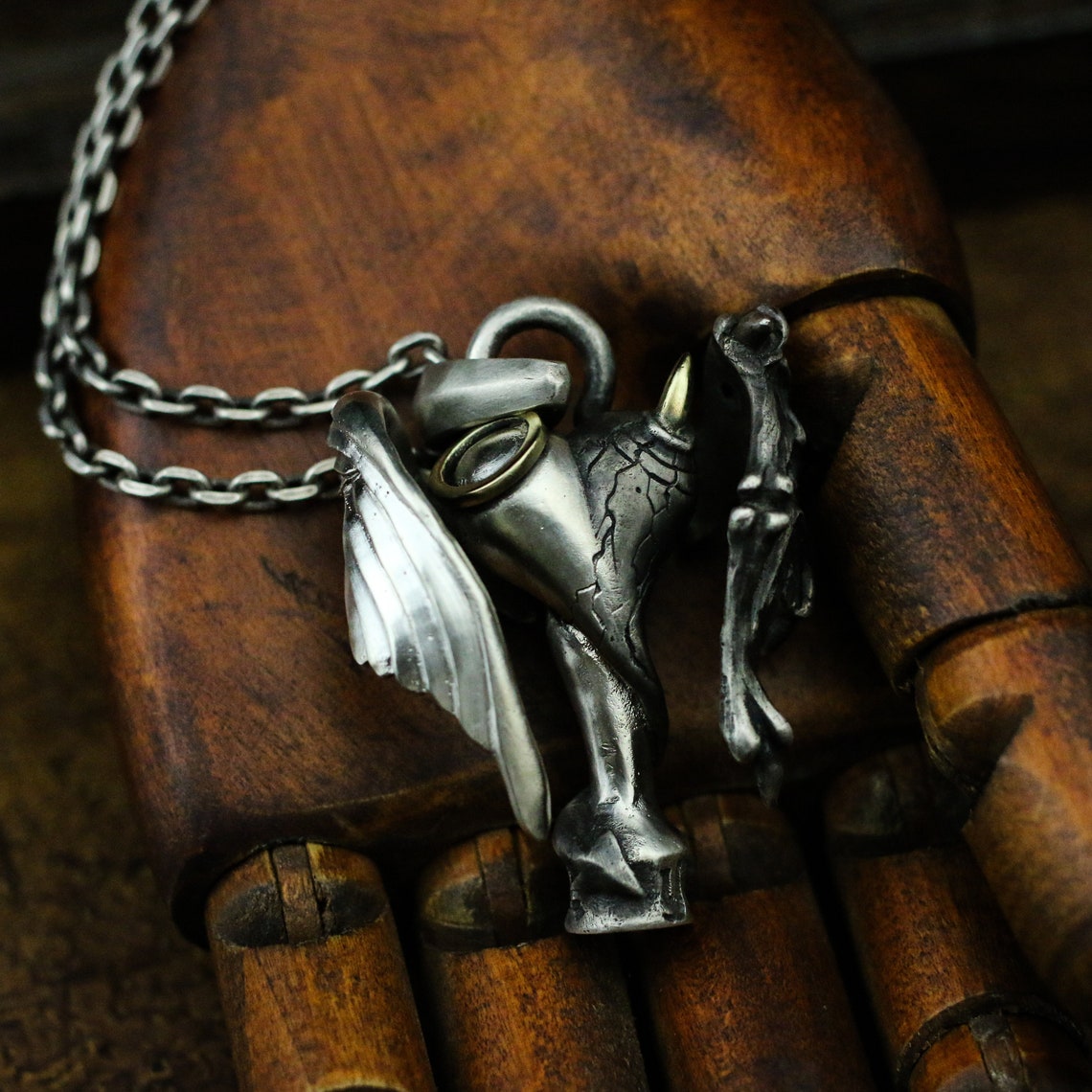 Angel and Demon 925 Silver Pendant Necklace Gift for | Etsy