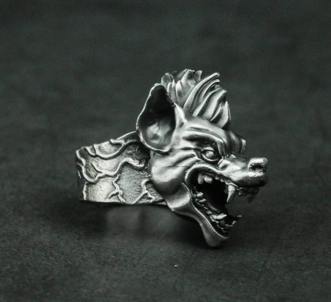 African Hyena 925 Silver Ring, Animal Ring, Men's Ring, Hyena Jewelry ...