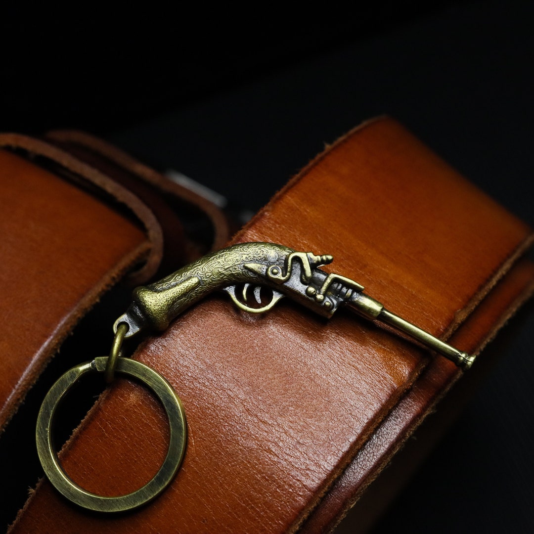 Gun Brass Keychain, Musket Jewelry, Royal Art With Gun, Solid Brass ...