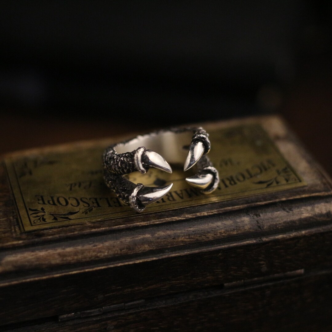 Eagle Claw 925 Silver Ring, Dragon Claw Ring, Animal Claw Open Ring ...